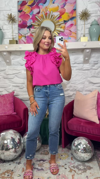 Pink Gathered Ruffle Sleeve Top *FINAL SALE* – SSYS