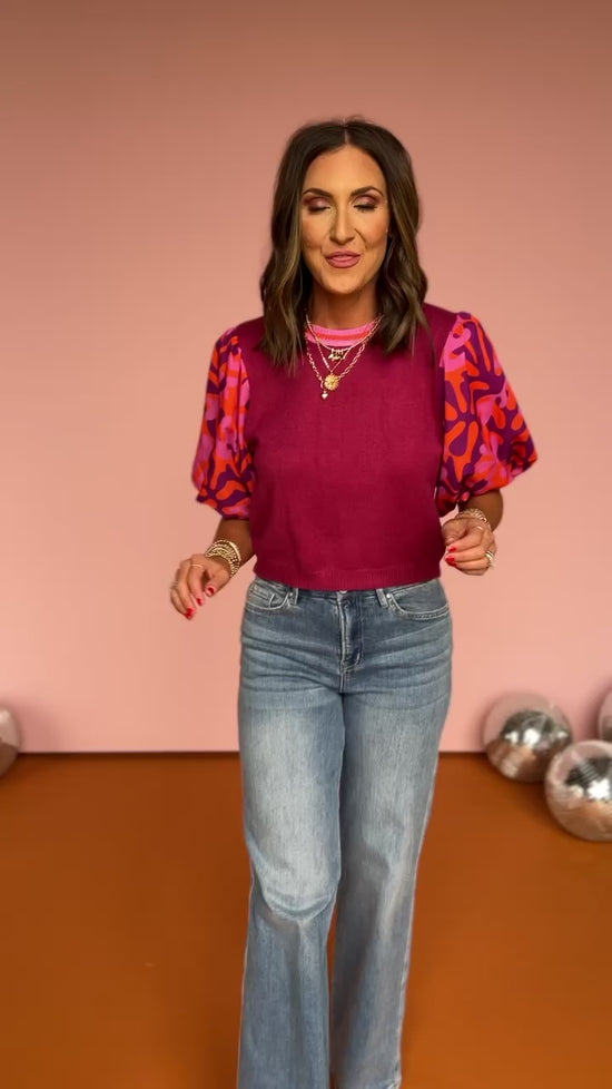 THML Burgundy Knit Mixed Media Top *FINAL SALE* – SSYS